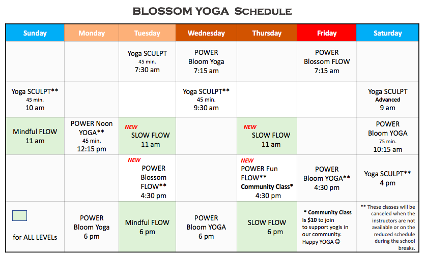 Schedule – BLOSSOM YOGA STUDIO